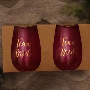 Accessories | 2 Pack Team Bride Pink Wine Glasses | Poshmark
